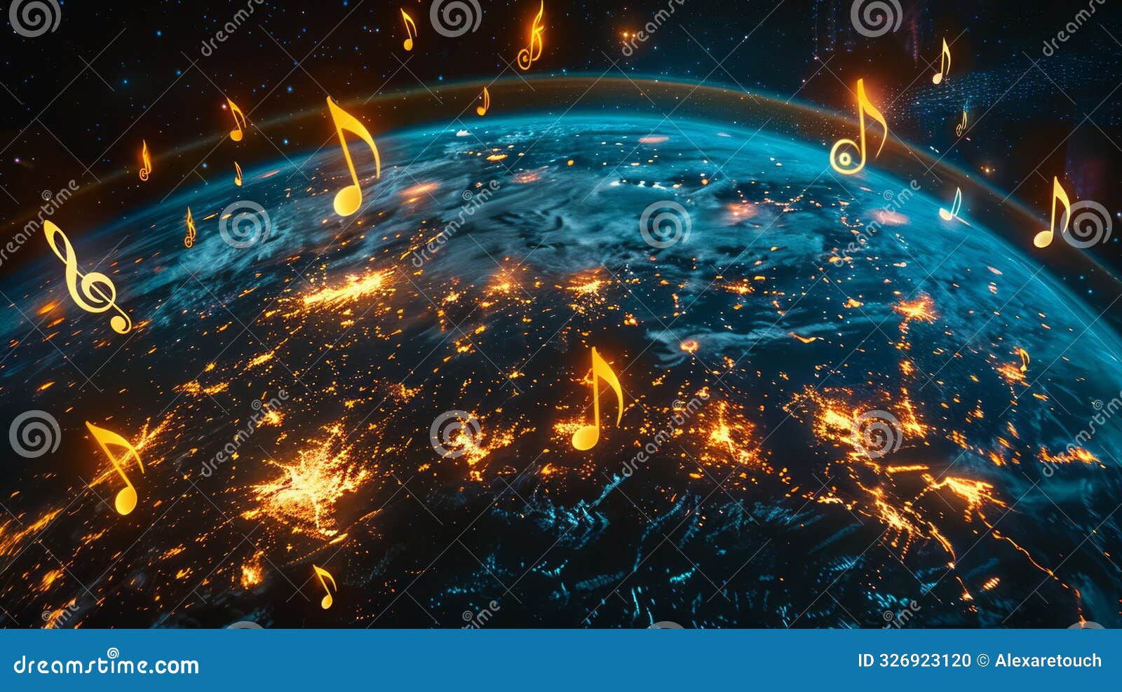 Earth Globe with Musical Notes Around Stock Photo - Image of world ...
