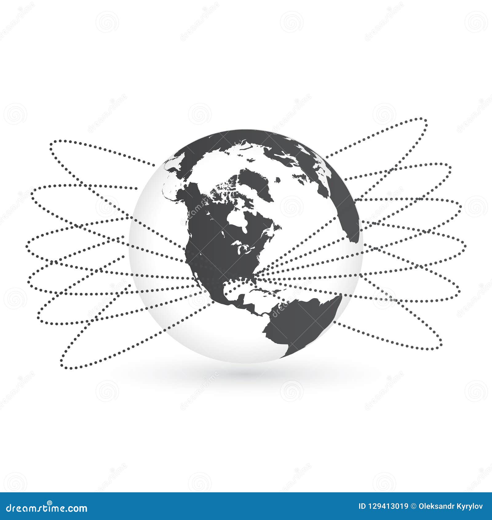 Globe With Orbits. Vector Map Illustration | CartoonDealer.com #28655876