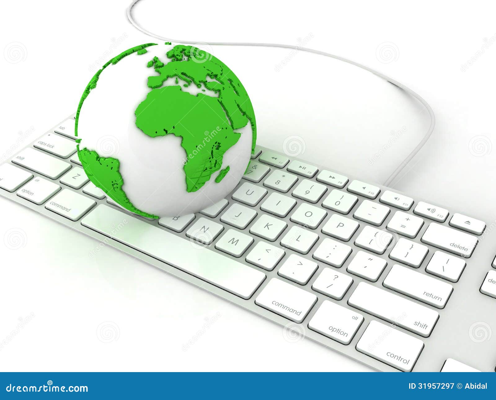 Earth Globe Over Keyboards Computer Stock Illustration - Illustration ...
