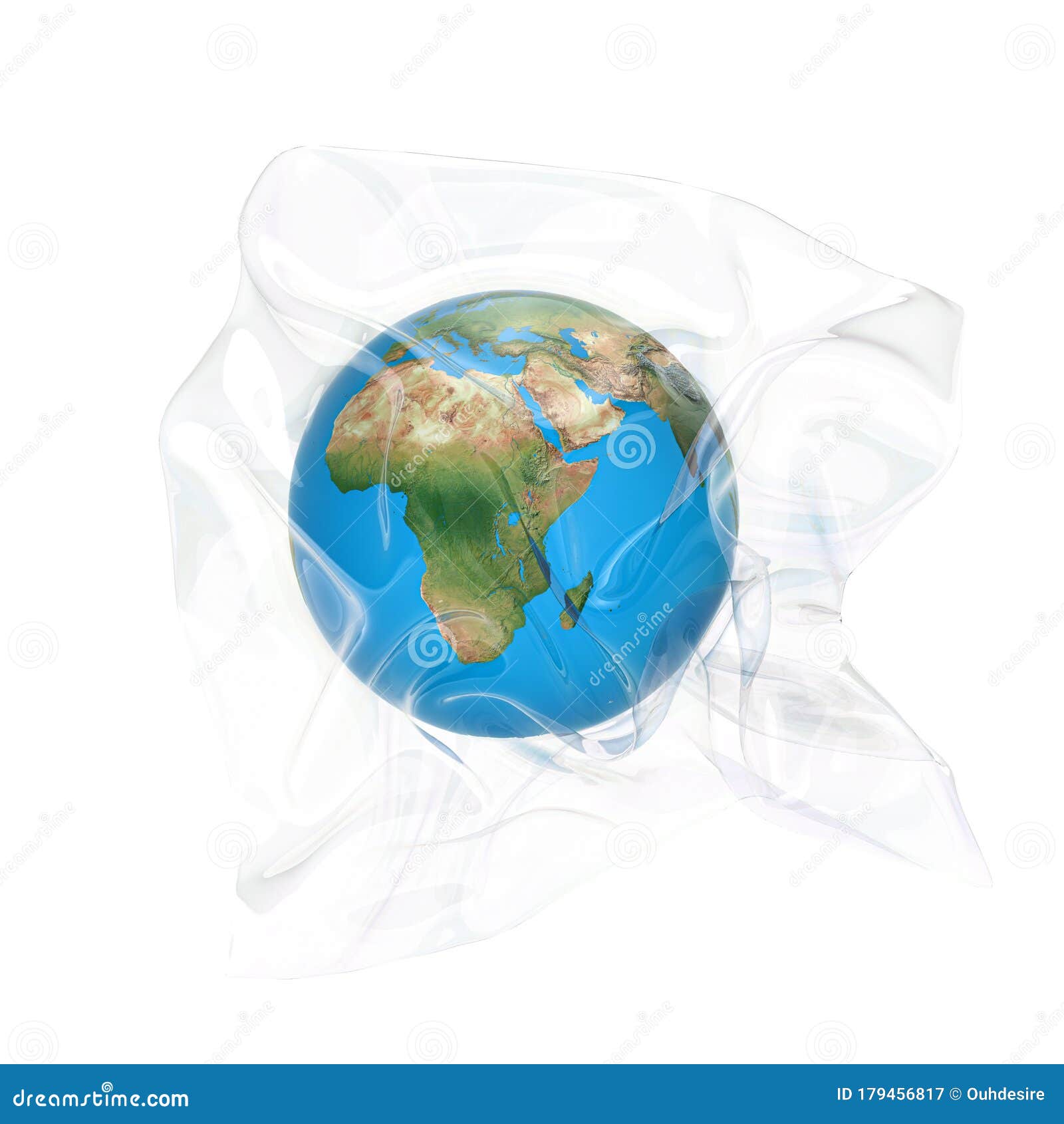 Earth Globe Packed in a Transparent Plastic Bag. Isolated on White ...