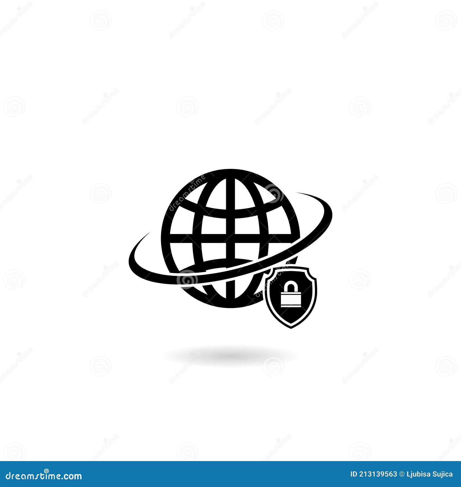Earth Globe and Padlock Icon with Shadow Stock Vector - Illustration of ...