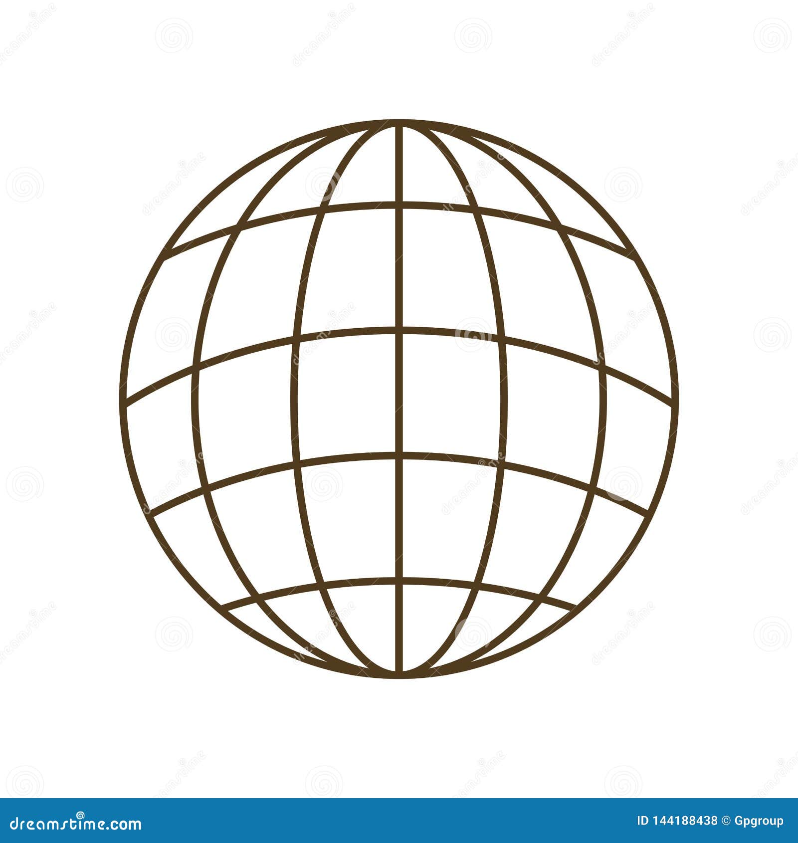 Earth Globe with Parallels and Meridians Isolated Icon Stock Vector ...