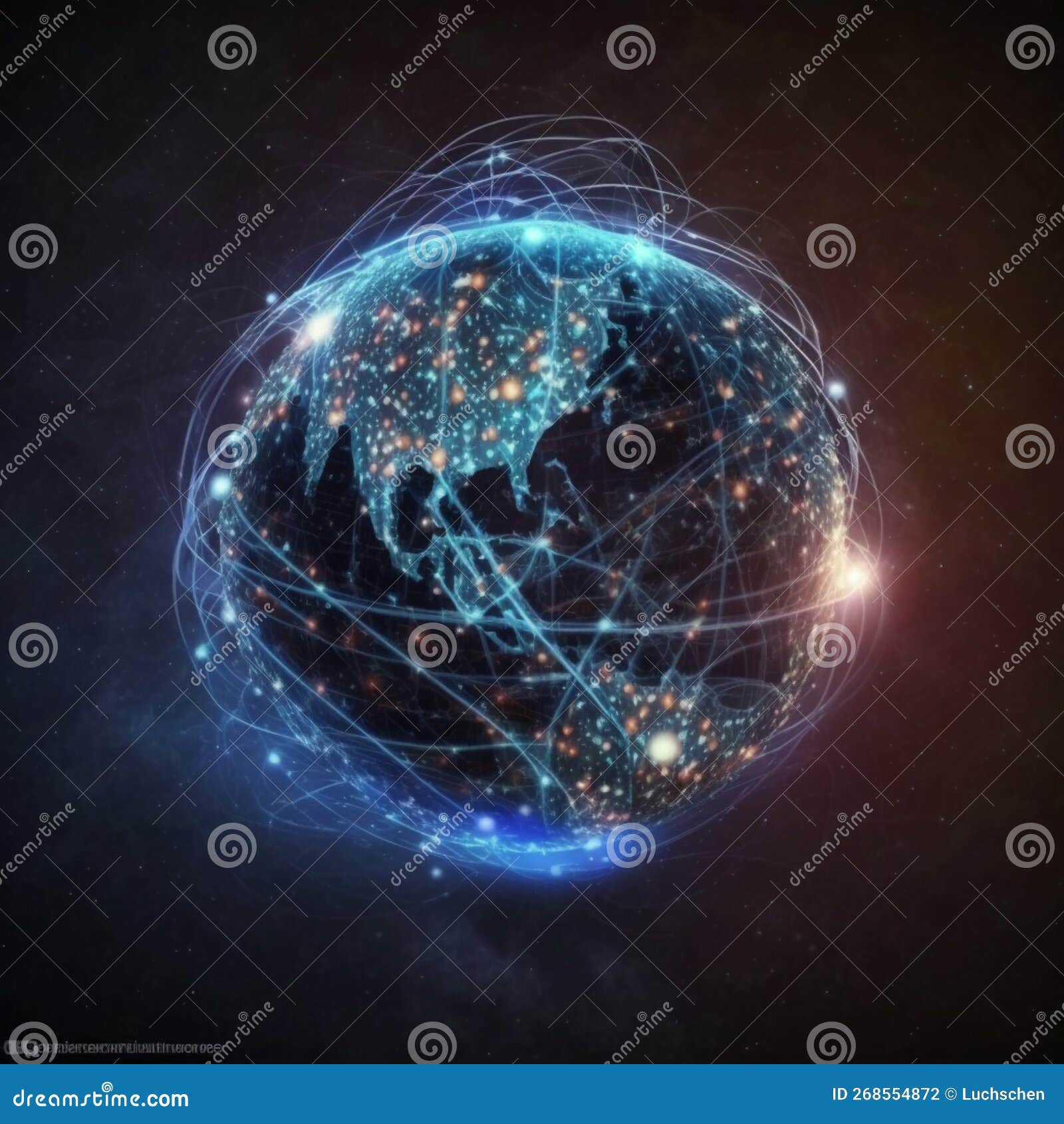 Earth Globe Passing Wires Digital Communication Stock Illustration ...