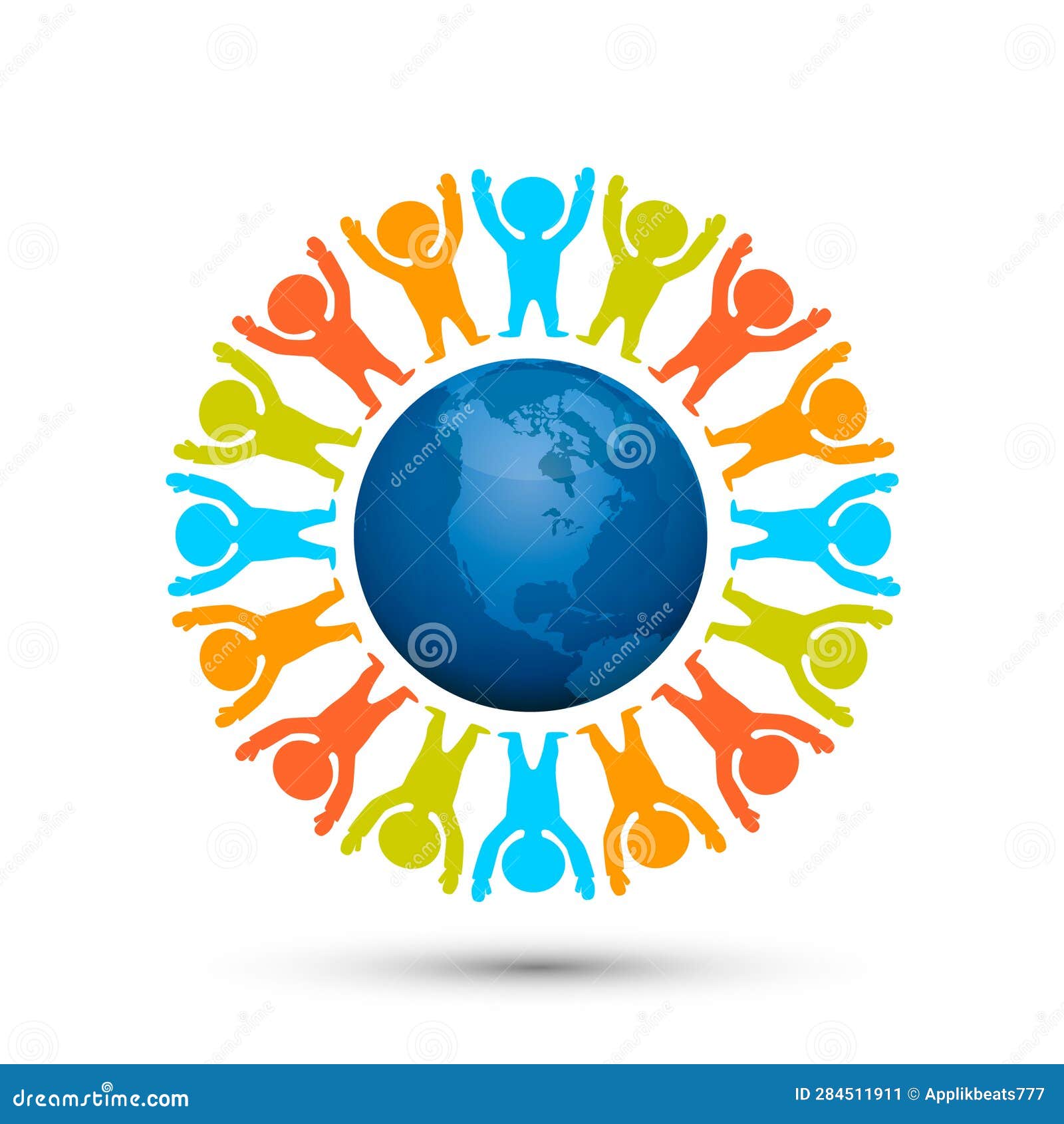 Earth Globe with People Planet Stock Vector - Illustration of unity ...