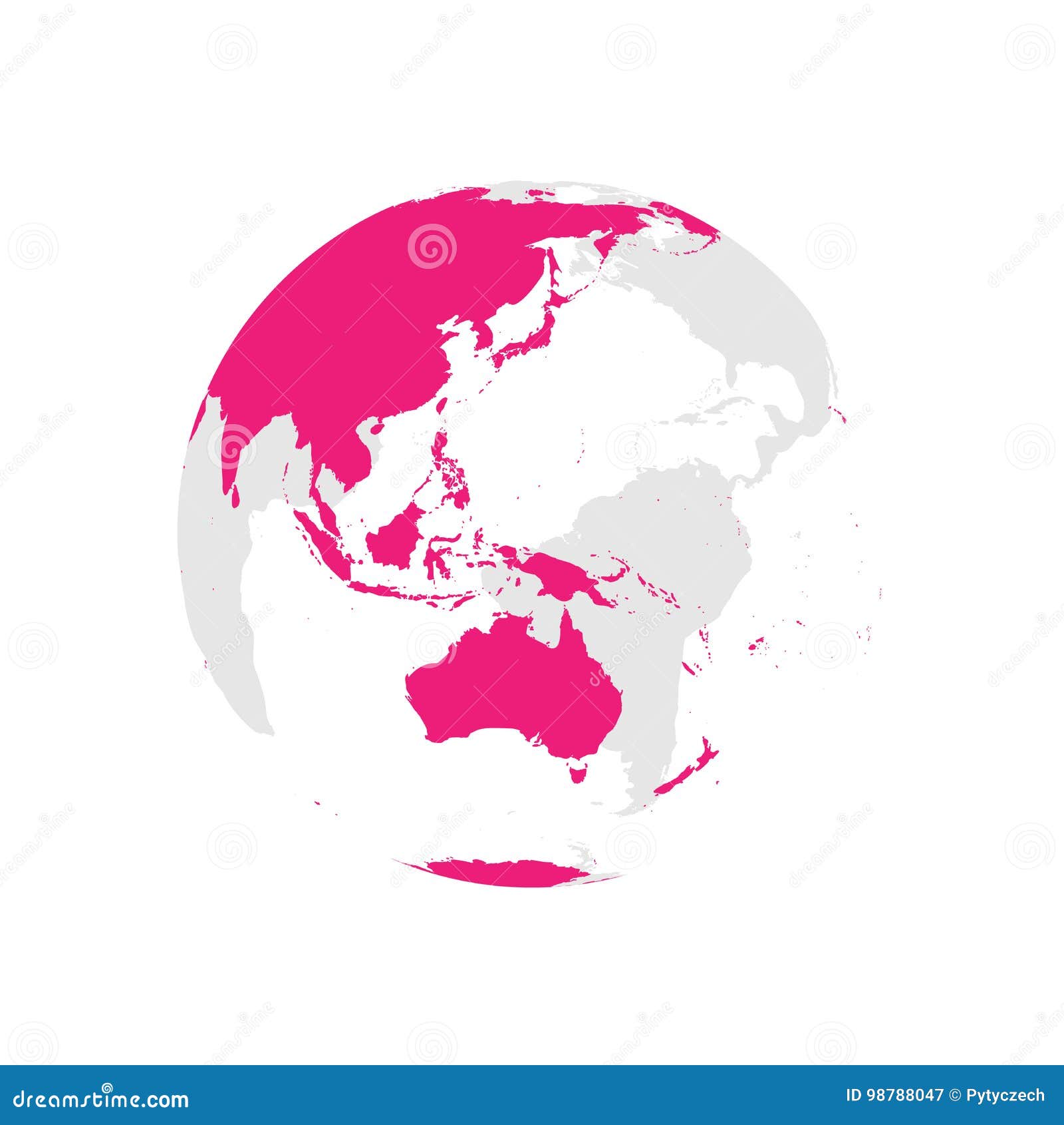 Earth Globe with Pink World Map. Focused on Australia and Pacific Stock ...