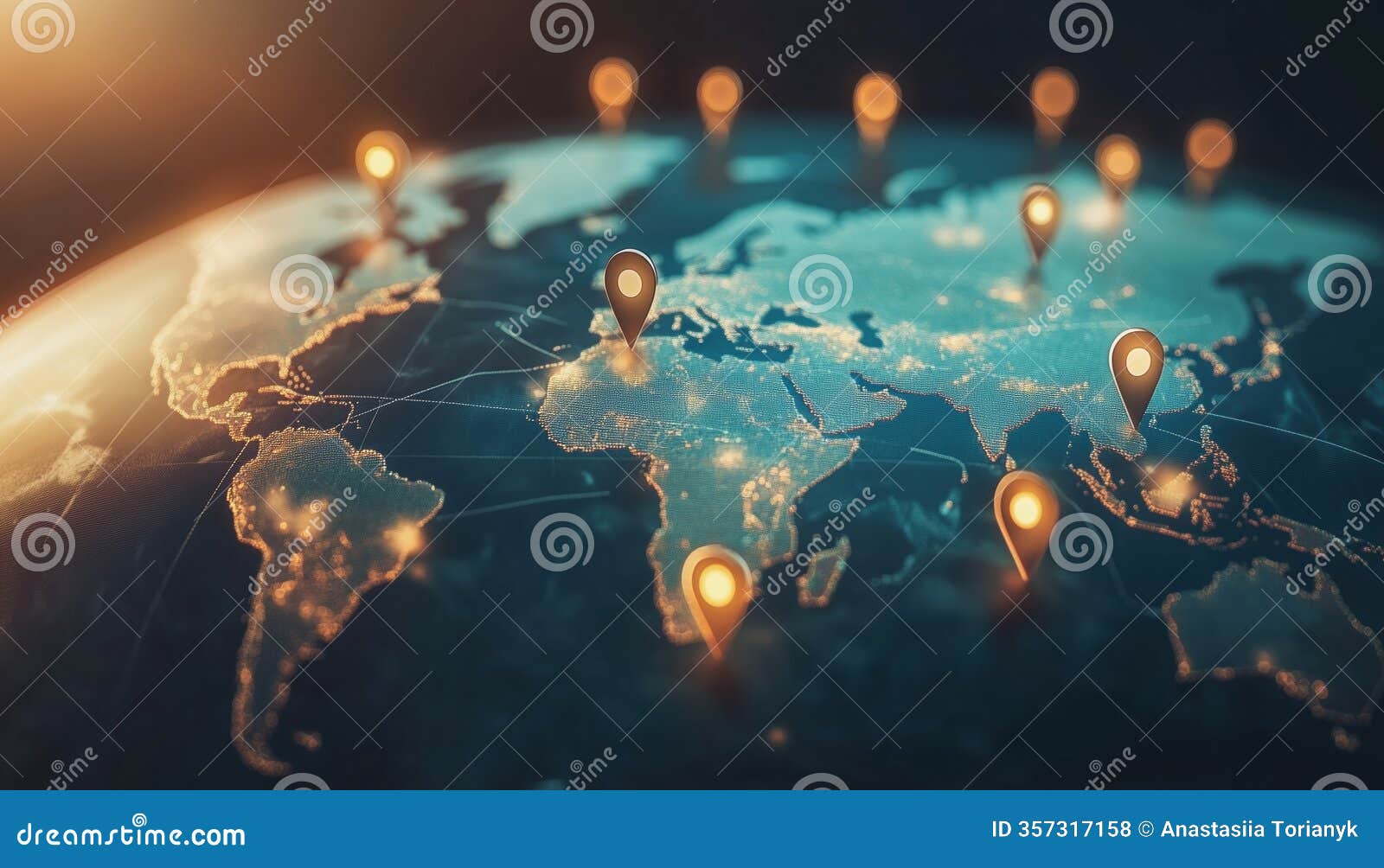 Earth Globe with Pinpoints for Deliver Service Stock Photo - Image of ...