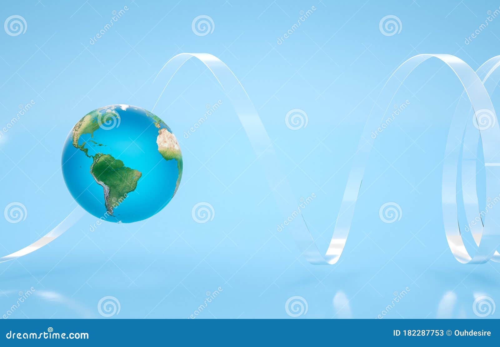 Earth Globe Planet is Floating Inside of Transparent Helix Line Stock ...