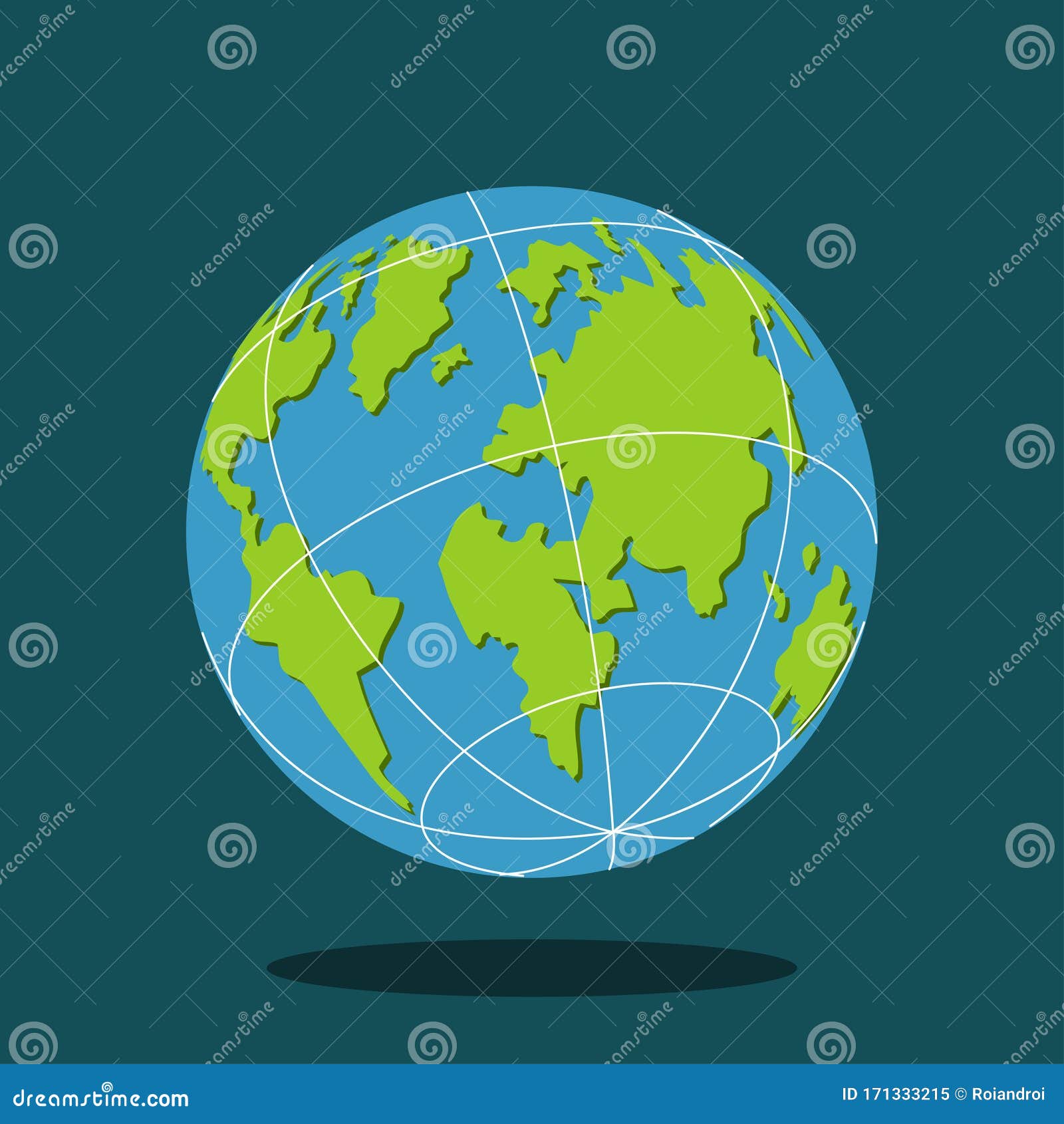 Earth Globe Planet with Word Map. Vector Icon Stock Vector ...