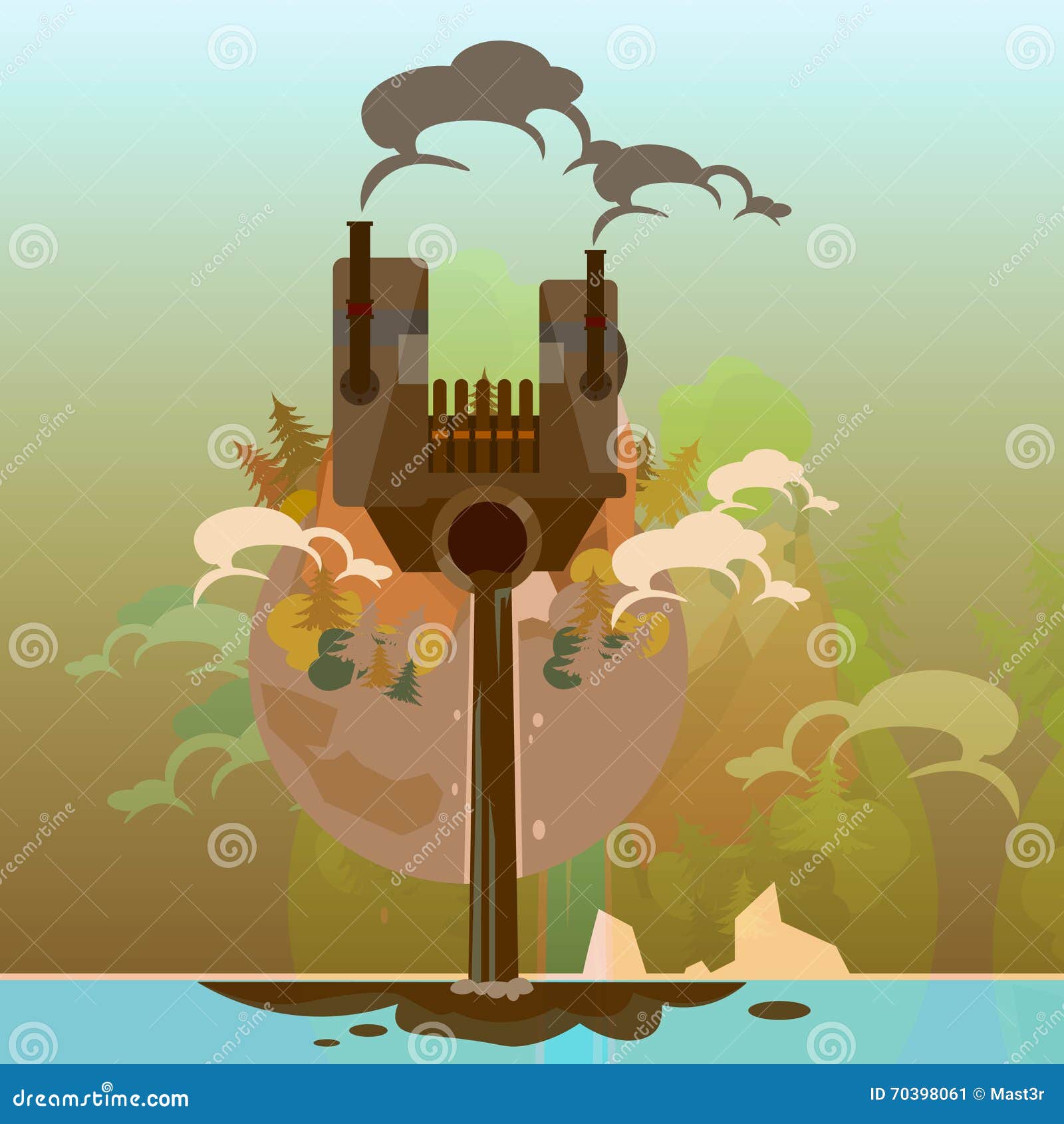 Earth Globe with Plant Dirty Nature Waste Environment Pollution Stock ...