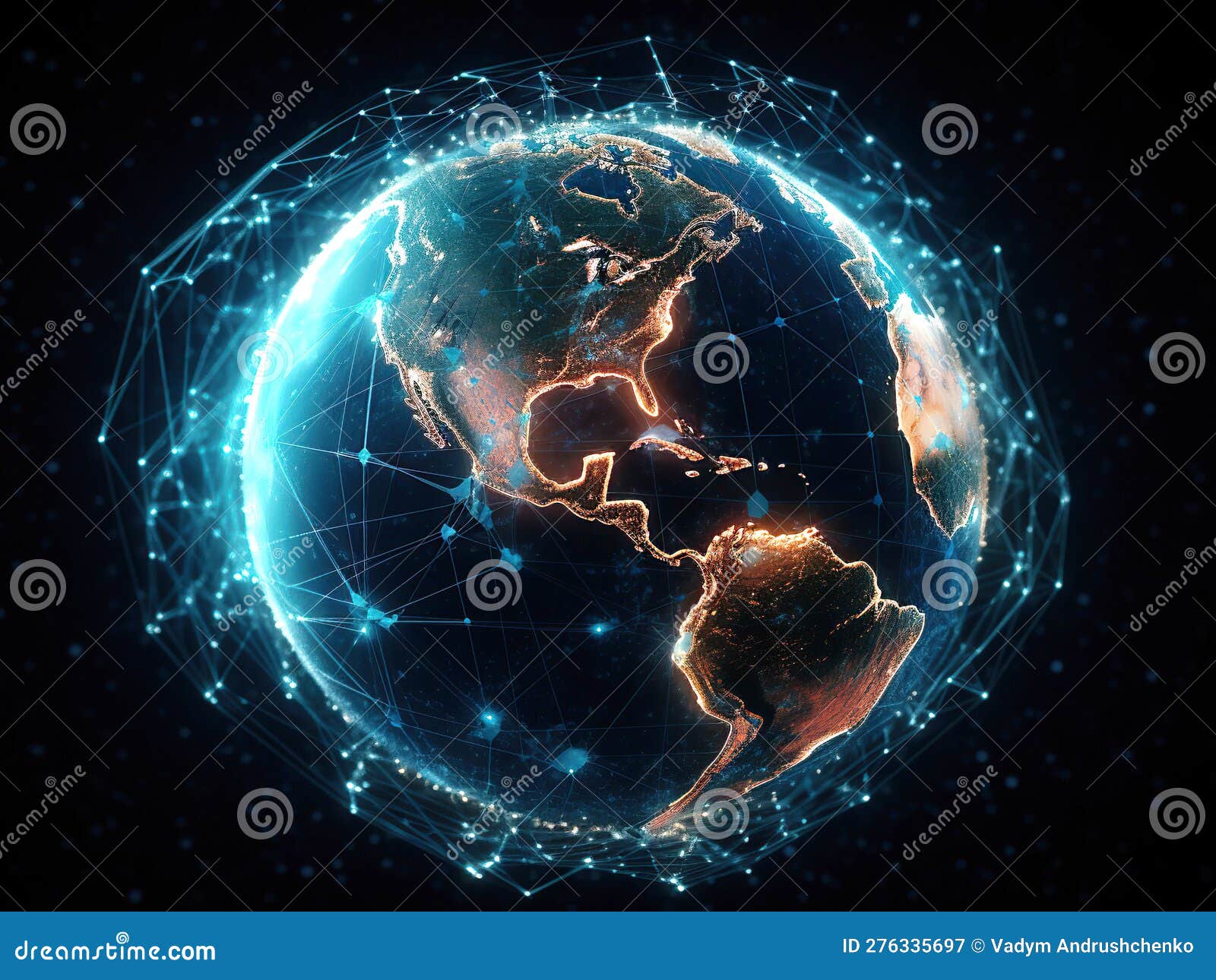 Earth Globe with Points Connected with Lines. Global Network and Data ...