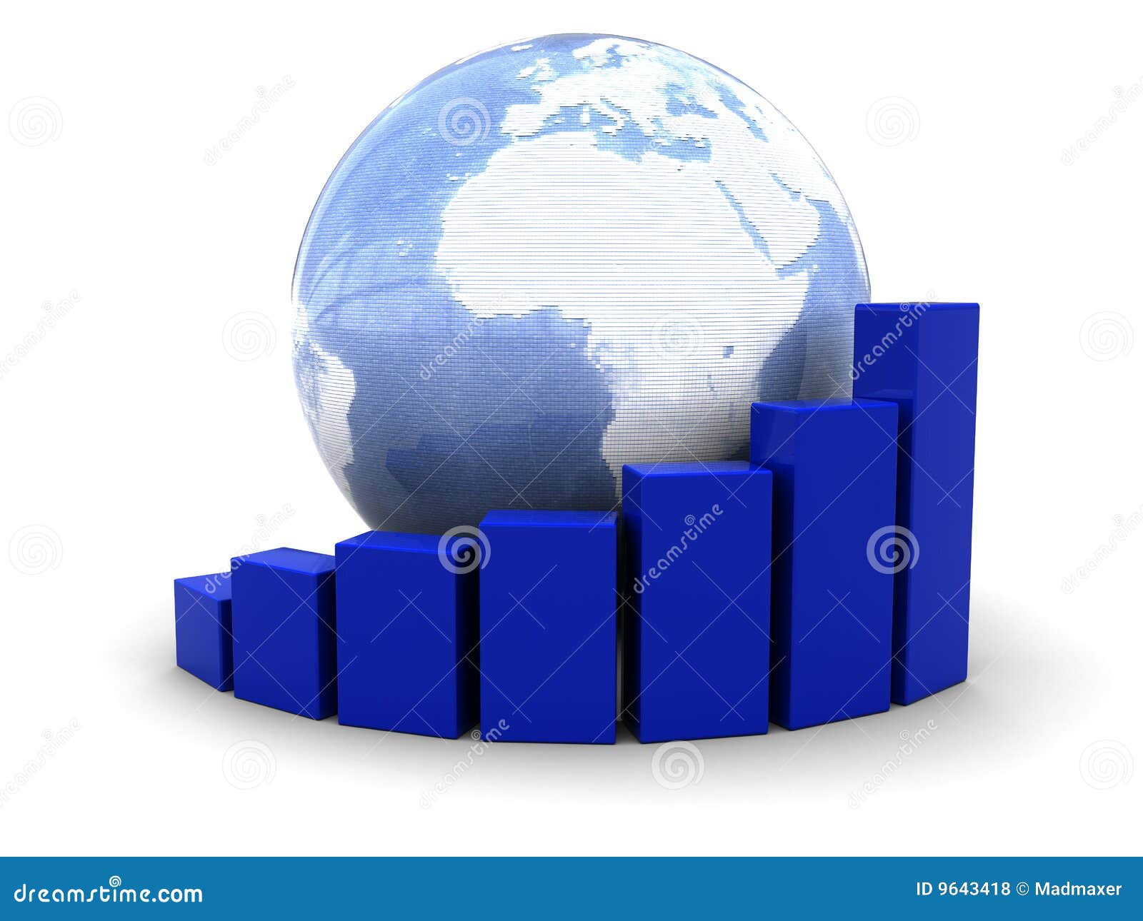 Earth Globe and Raising Charts Stock Illustration - Illustration of ...