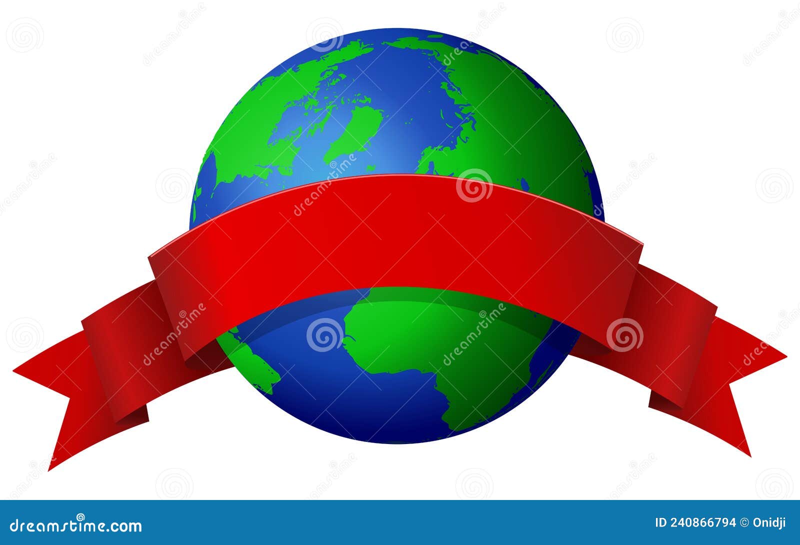 Earth Globe and a Red Banner Stock Photo - Illustration of europe ...