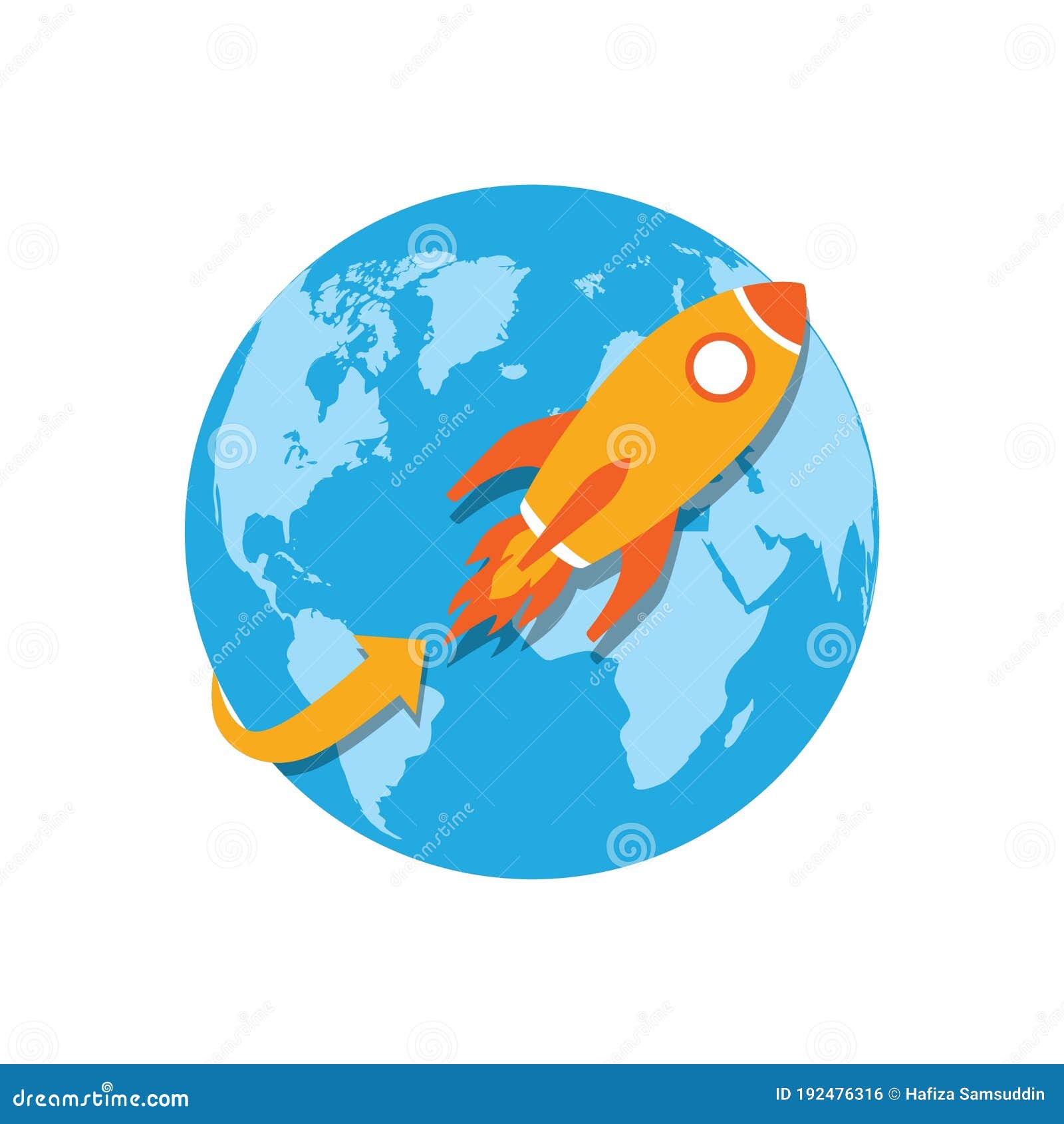 Earth Globe with Rocket Concept. Vector Illustration Decorative Design ...