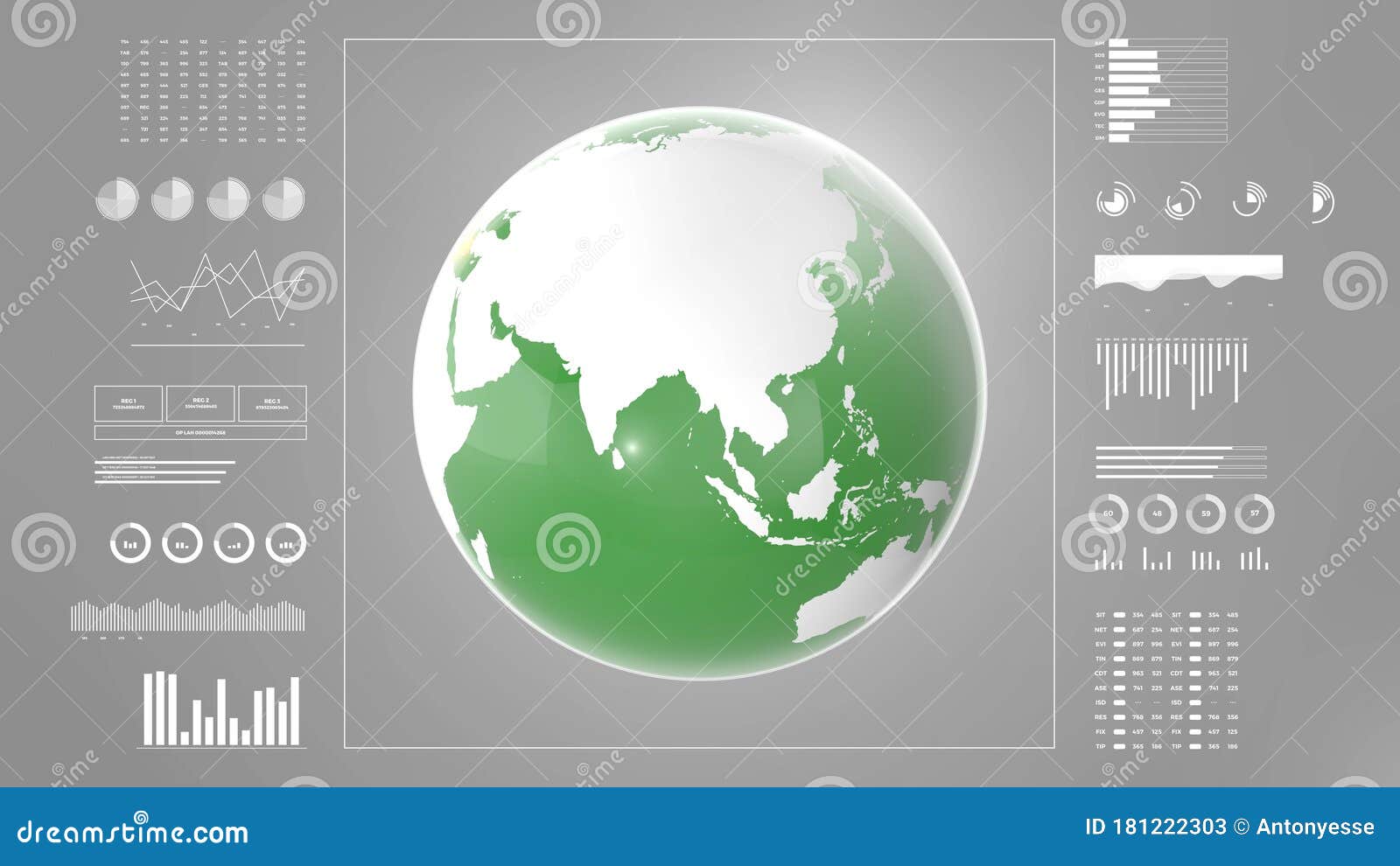 Earth Globe Rotating and UHD Infographics Data Chart, Numbers and ...