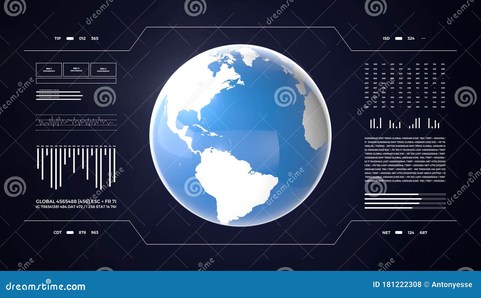 Earth Globe Rotating and UHD Infographics Data Chart, Numbers and ...