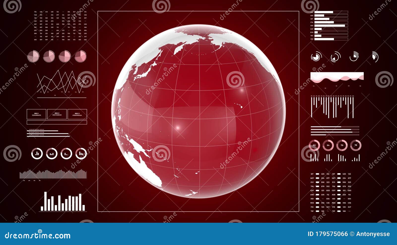 Earth Globe Rotating and UHD Infographics Data Chart, Numbers and ...