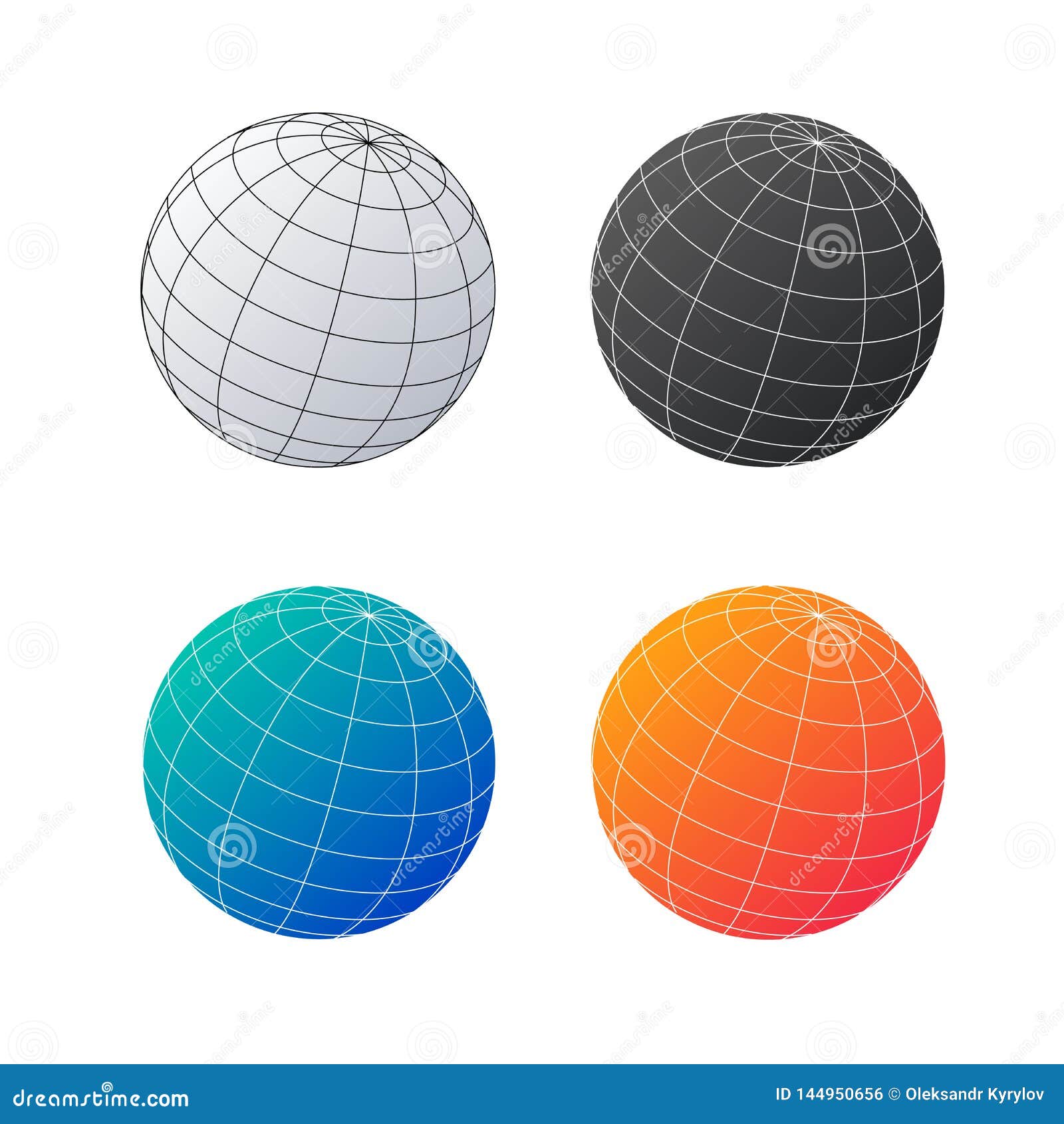 Earth Globe Set. Planet in Different Colors. Vector Illustration ...