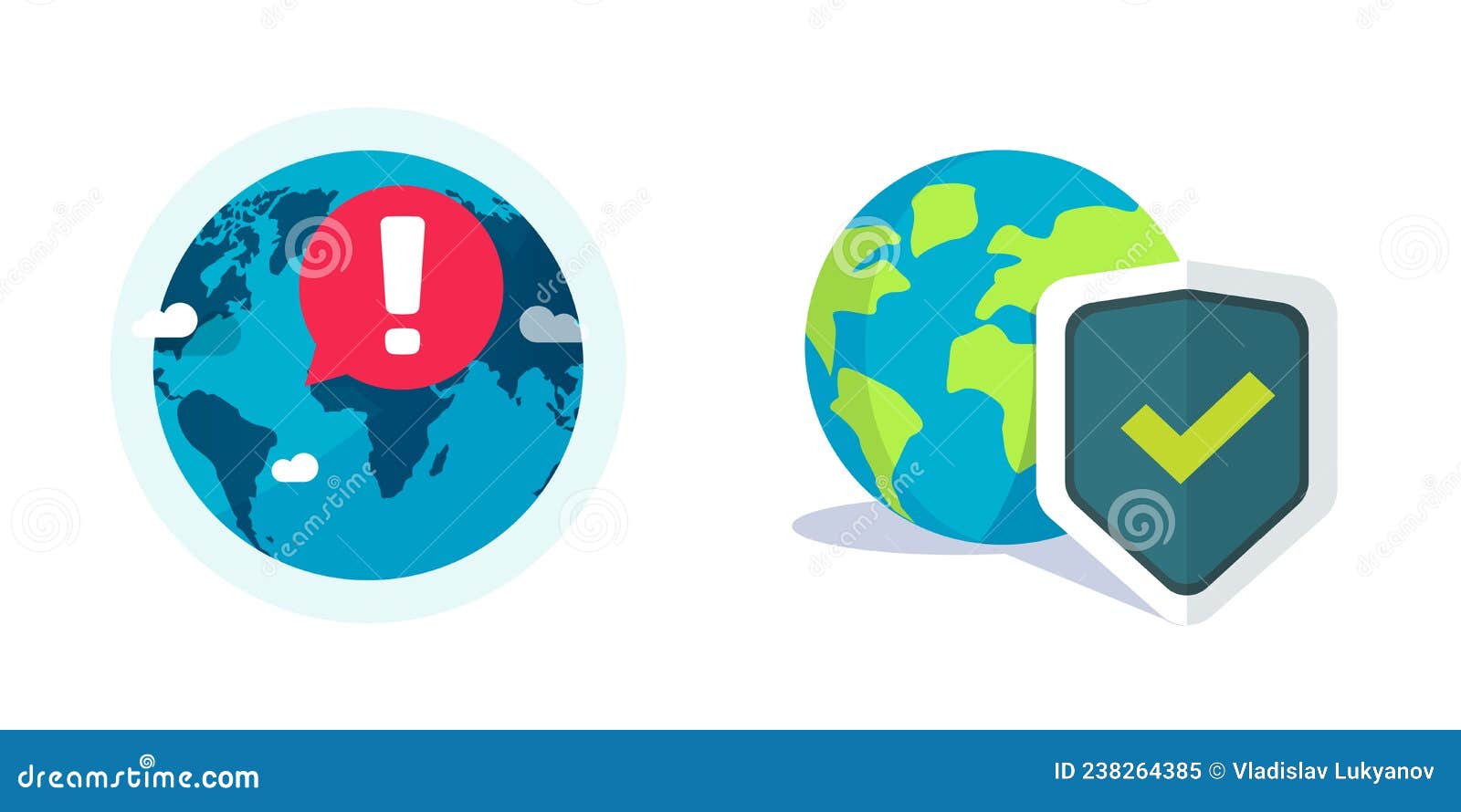 Globe And Shield, Cyber Security Concept. 3D Rendering, Global Network ...