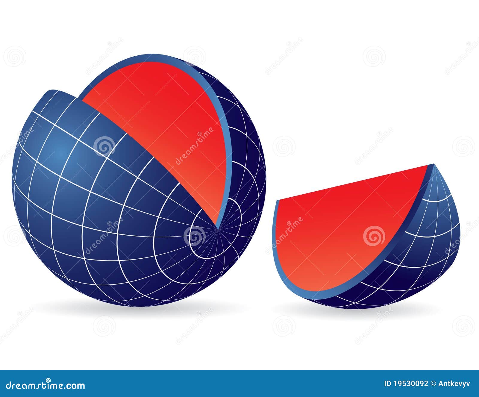 Earth Slice With Ocean And Volcanic Eruption. Vector Landscape ...