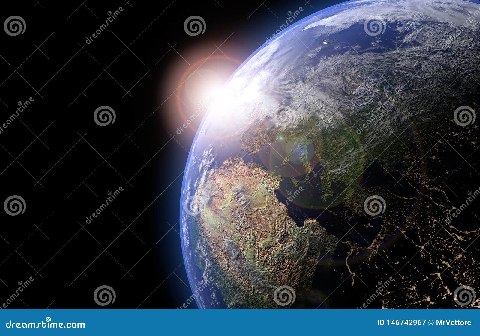 The Earth Globe From Space In Showing The Terrain And Clouds. High ...