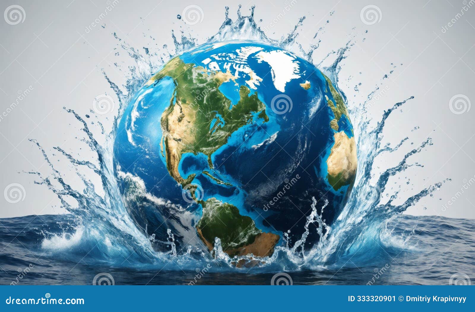 Earth Globe Splashing into Water with Spray Stock Illustration ...