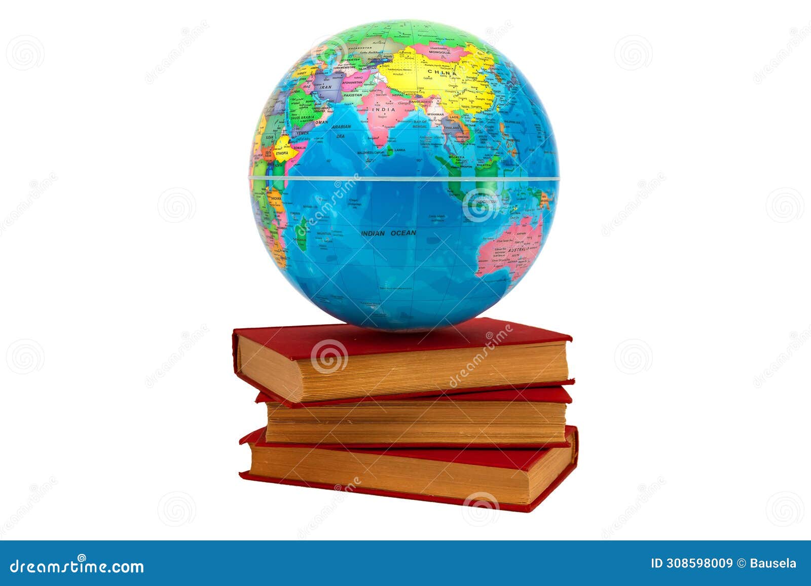 Earth Globe on a Stack of Books Showing Asia and Australia As a Concept ...