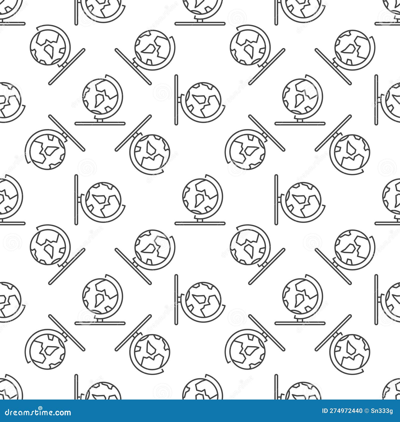 Earth Globe on Stand Vector Concept Line Simple Seamless Pattern Stock ...