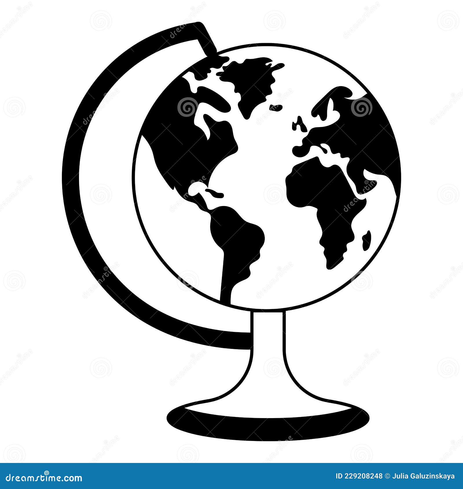 Earth globe with stand. stock vector. Illustration of explore - 229208248