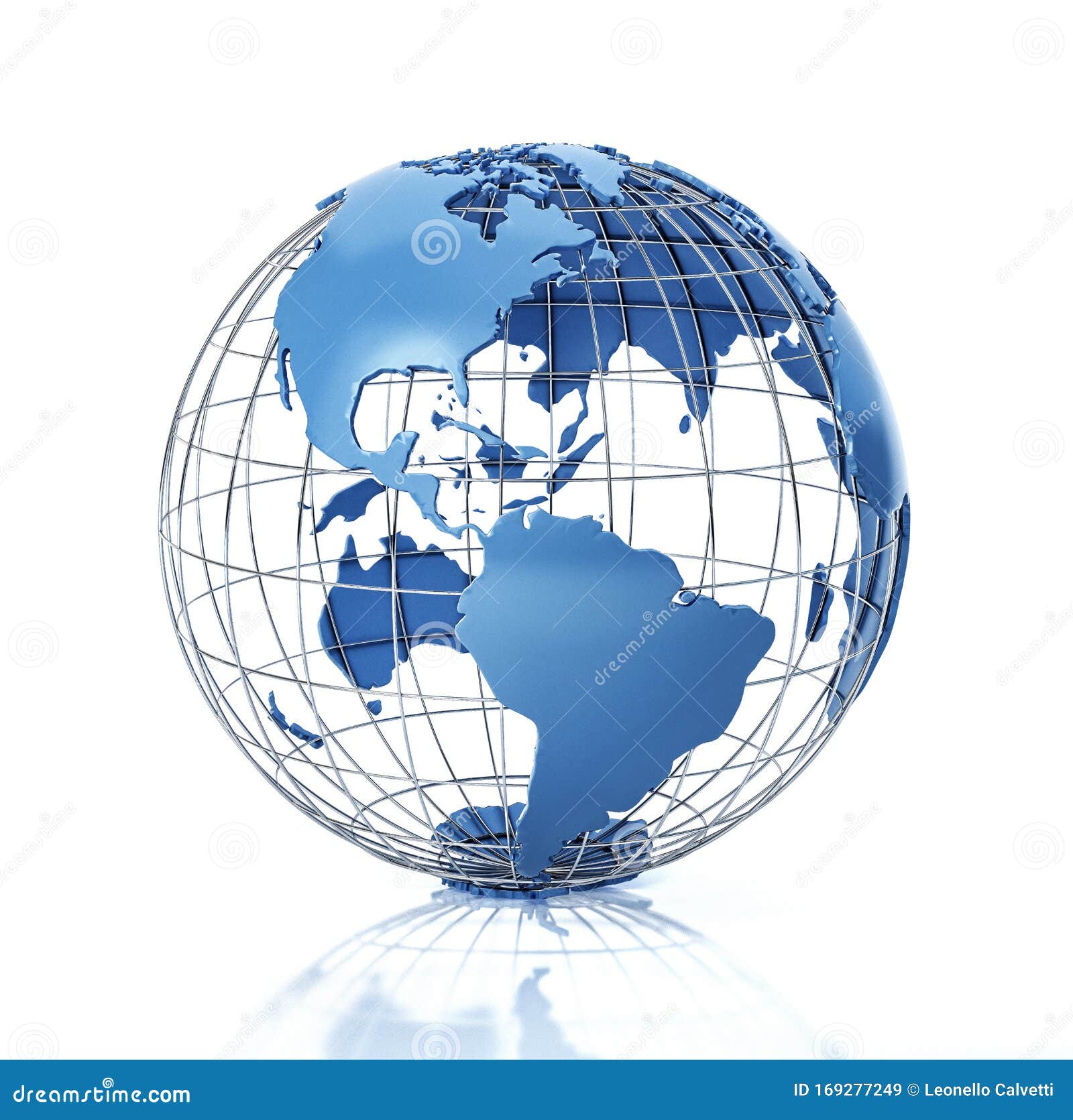 Earth Globe Stylized with Metal Grid. Americas View Stock Illustration ...