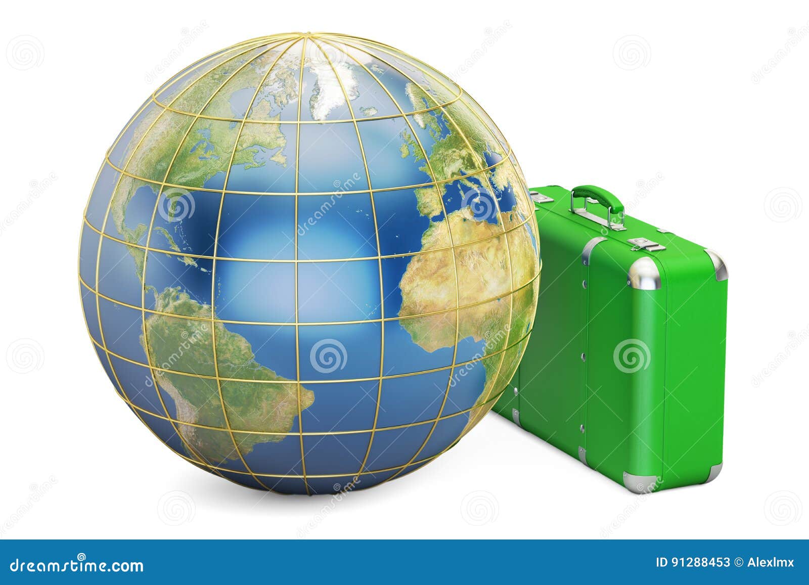 Earth Globe with Suitcase, Travel Concept. 3D Rendering Stock ...