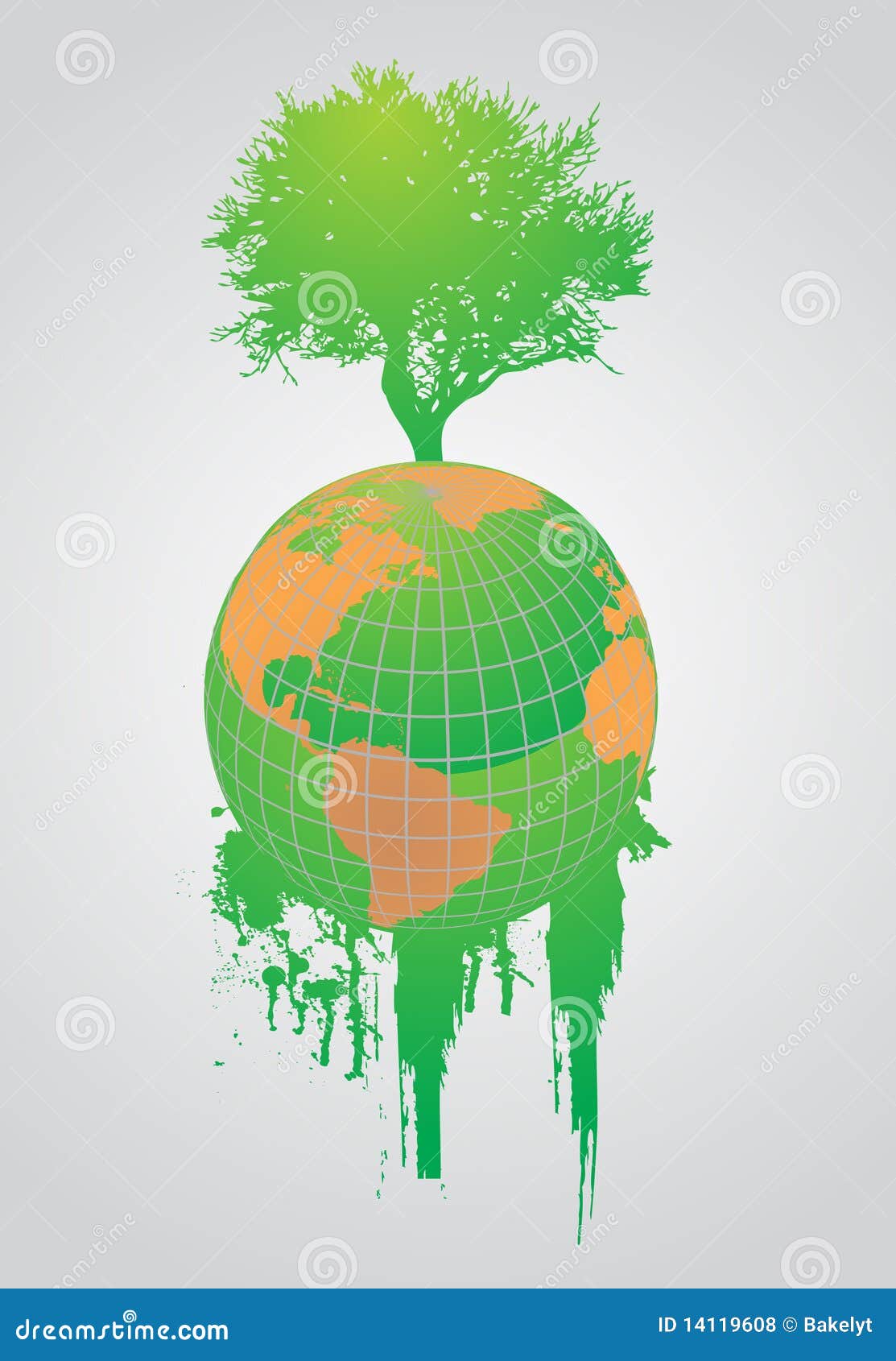 Earth globe with tree stock vector. Illustration of concepts - 14119608