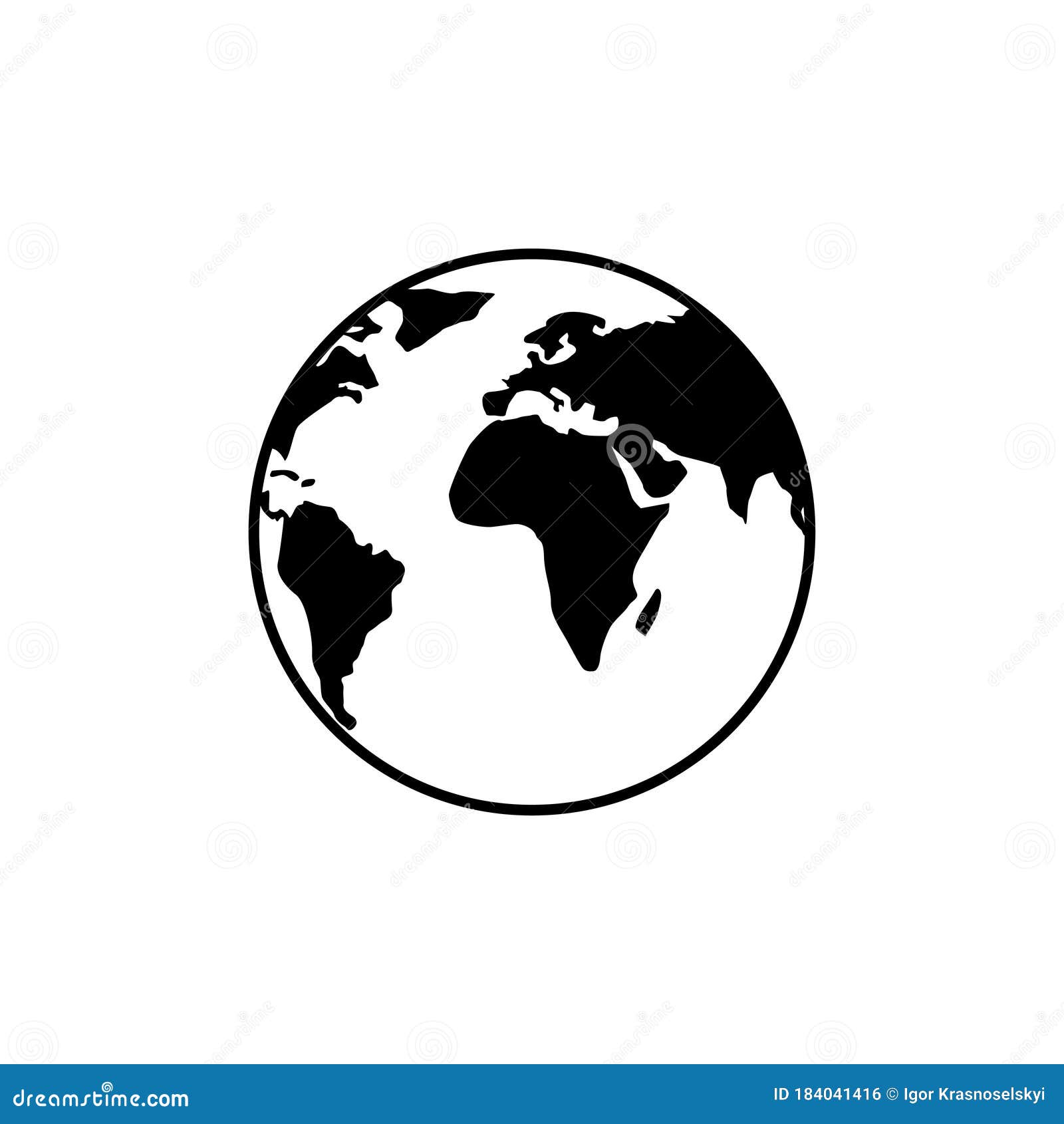 Earth. Earth Globe Vector Icon Black. Earth Map In Circle. Planet In ...
