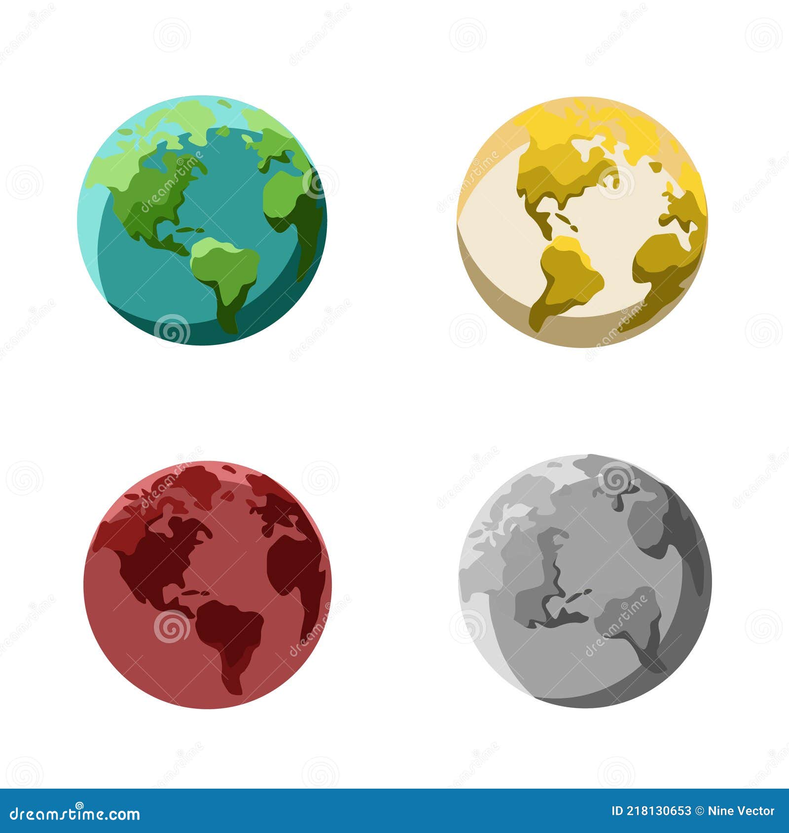 Earth Globe Vector Illustration Full Set Stock Vector - Illustration of ...