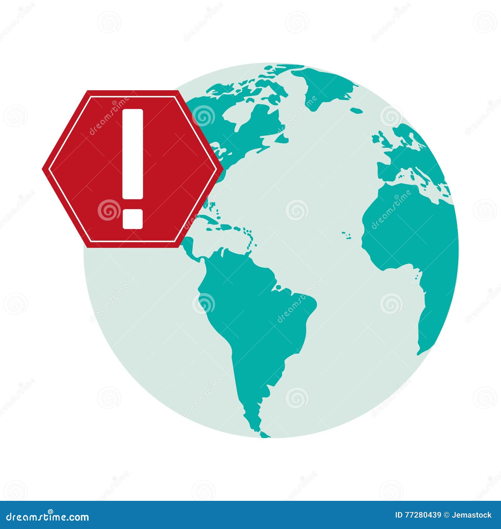 Earth Globe and Warning Sign Icon Stock Vector - Illustration of ...