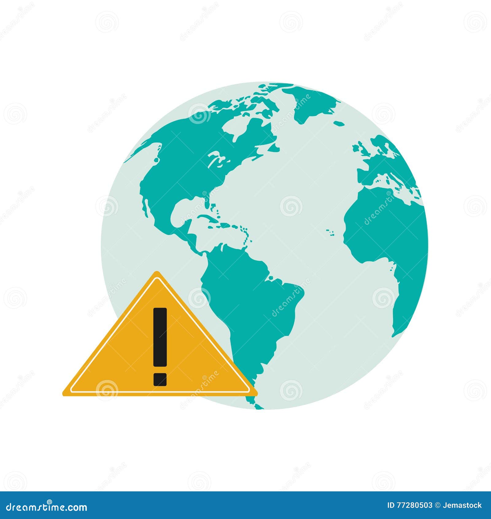 Earth Globe and Warning Sign Icon Stock Vector - Illustration of ...