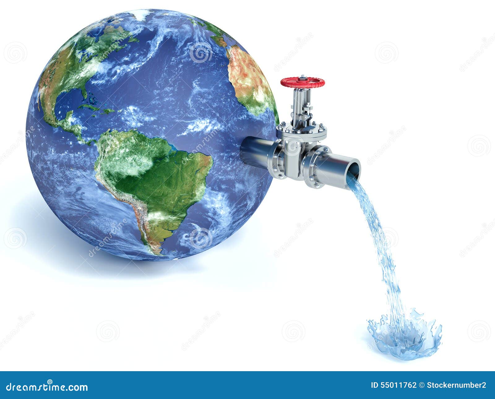 Earth Globe with Water Tap Dropping Water Stock Illustration ...