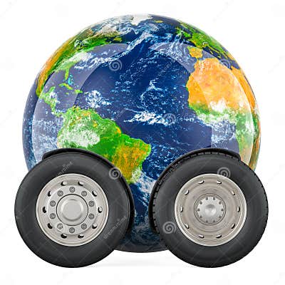 Earth Globe with Wheels, 3D Rendering Stock Illustration - Illustration ...