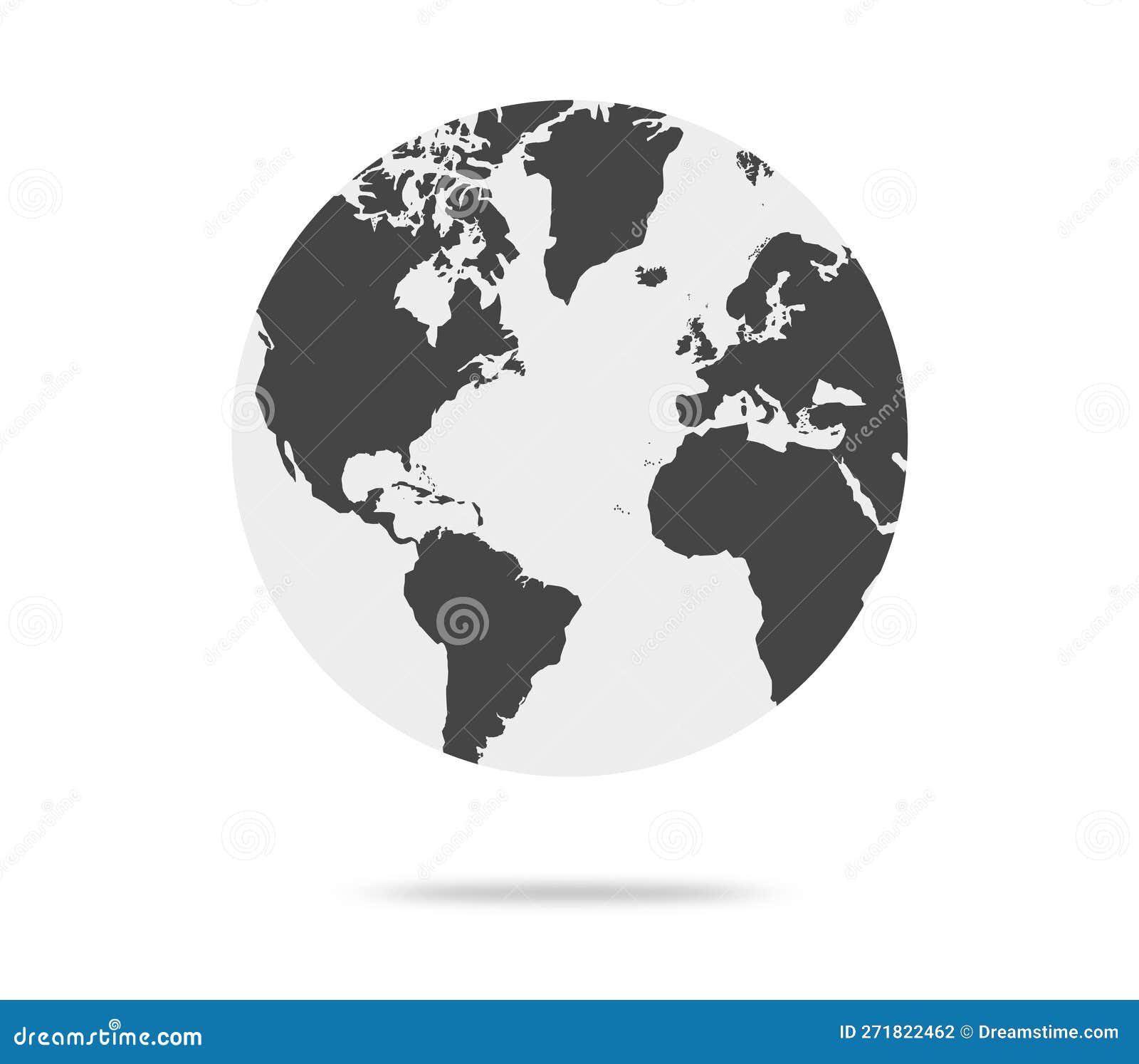 Earth Globe with White and Dark Color Vector Illustration. World Globe ...
