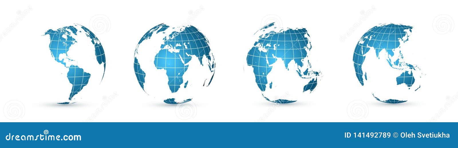 Earth Globe. World Map Set. Planet with Continents Stock Vector ...