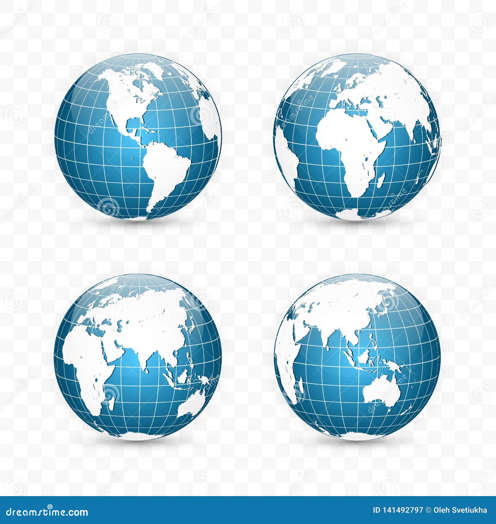 Earth Globe. World Map Set. Planet with Continents Stock Vector ...
