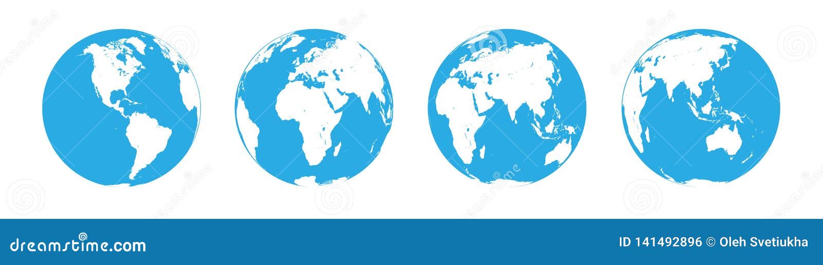 Continents Vector Map Illustration. World Map Divided Into Six ...