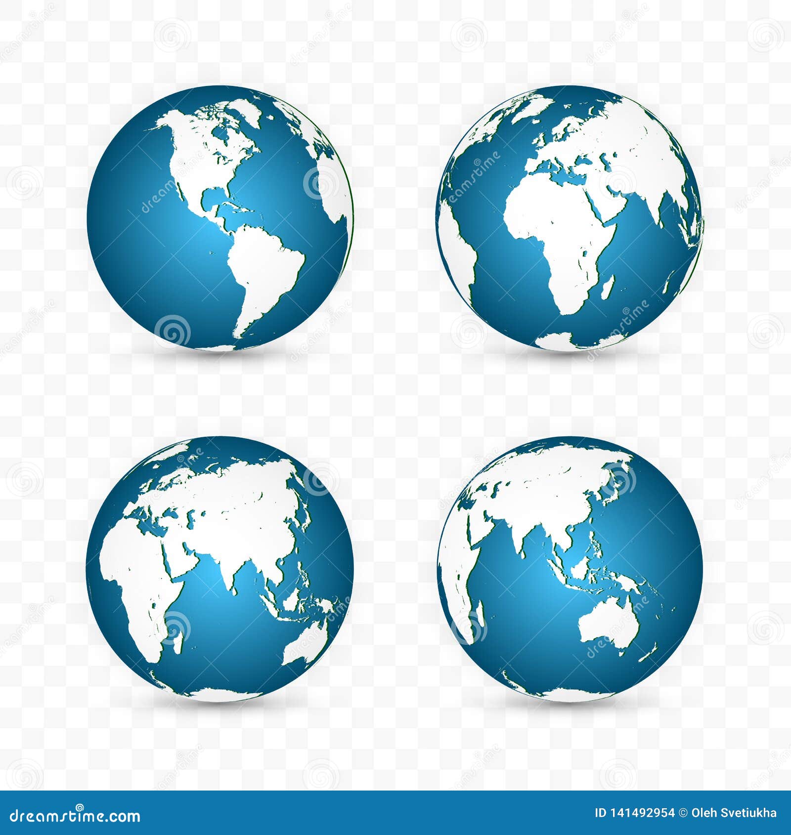 Earth Globe. World Map Set. Planet with Continents Stock Vector ...