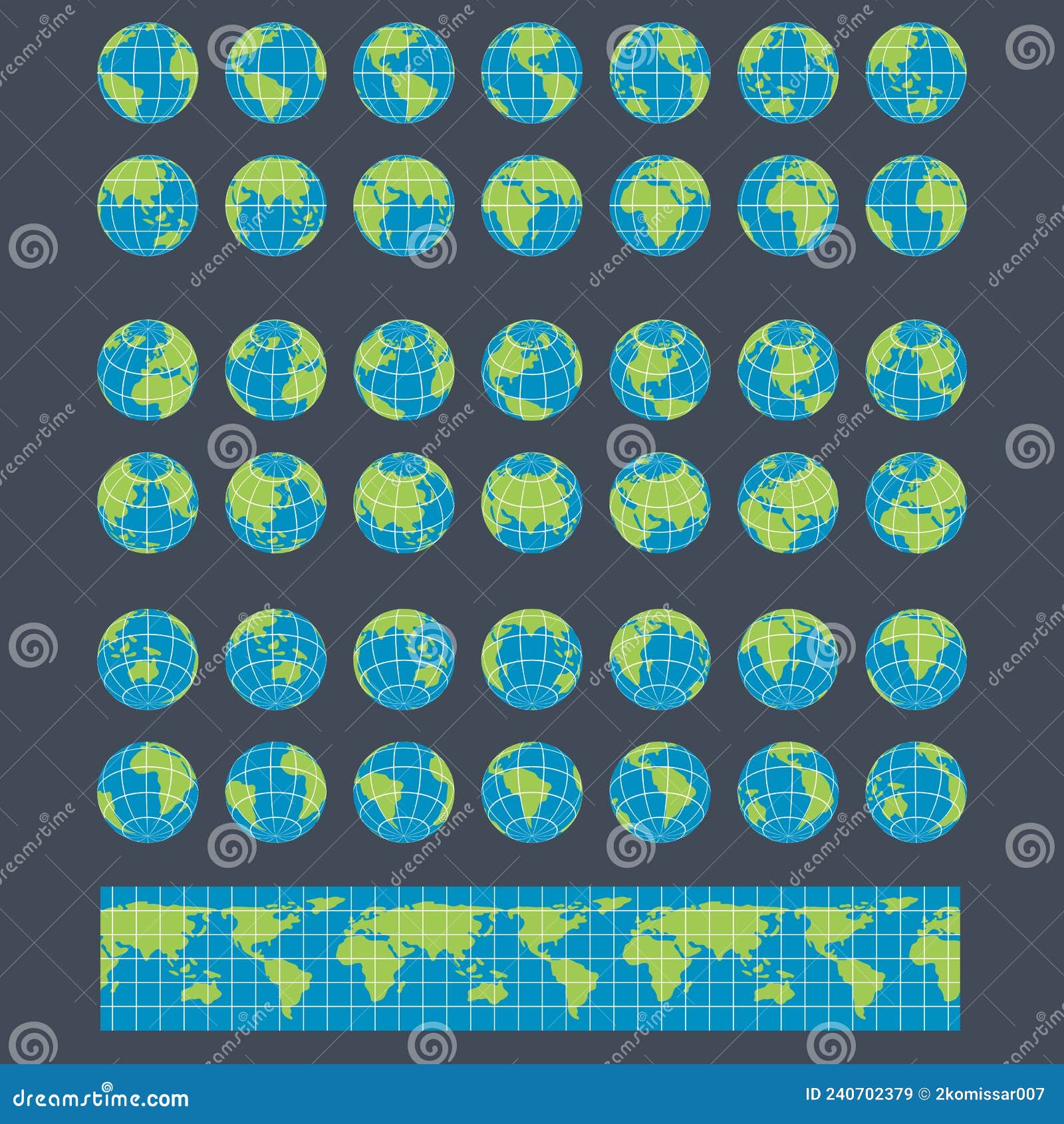 Earth Globes Set. Planet Earth Turnaround, Rotation at Different Angles ...