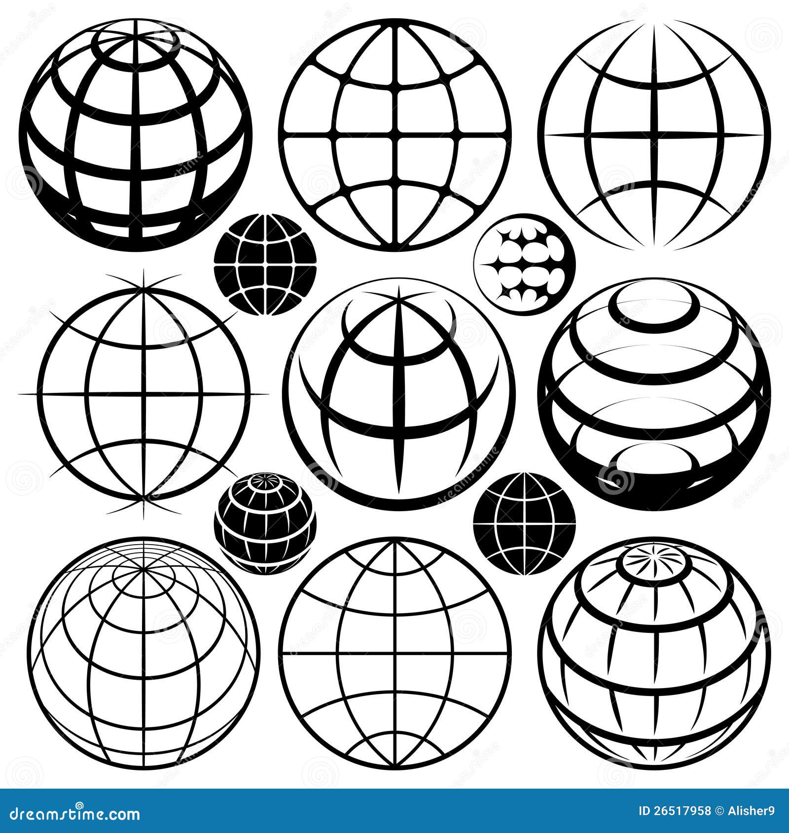 Earth globes signs stock vector. Illustration of black - 26517958