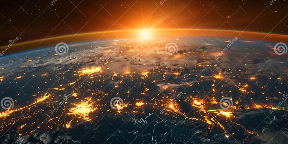 The Earth Glows with Interconnected Lines of Energy, Creating a Web of ...