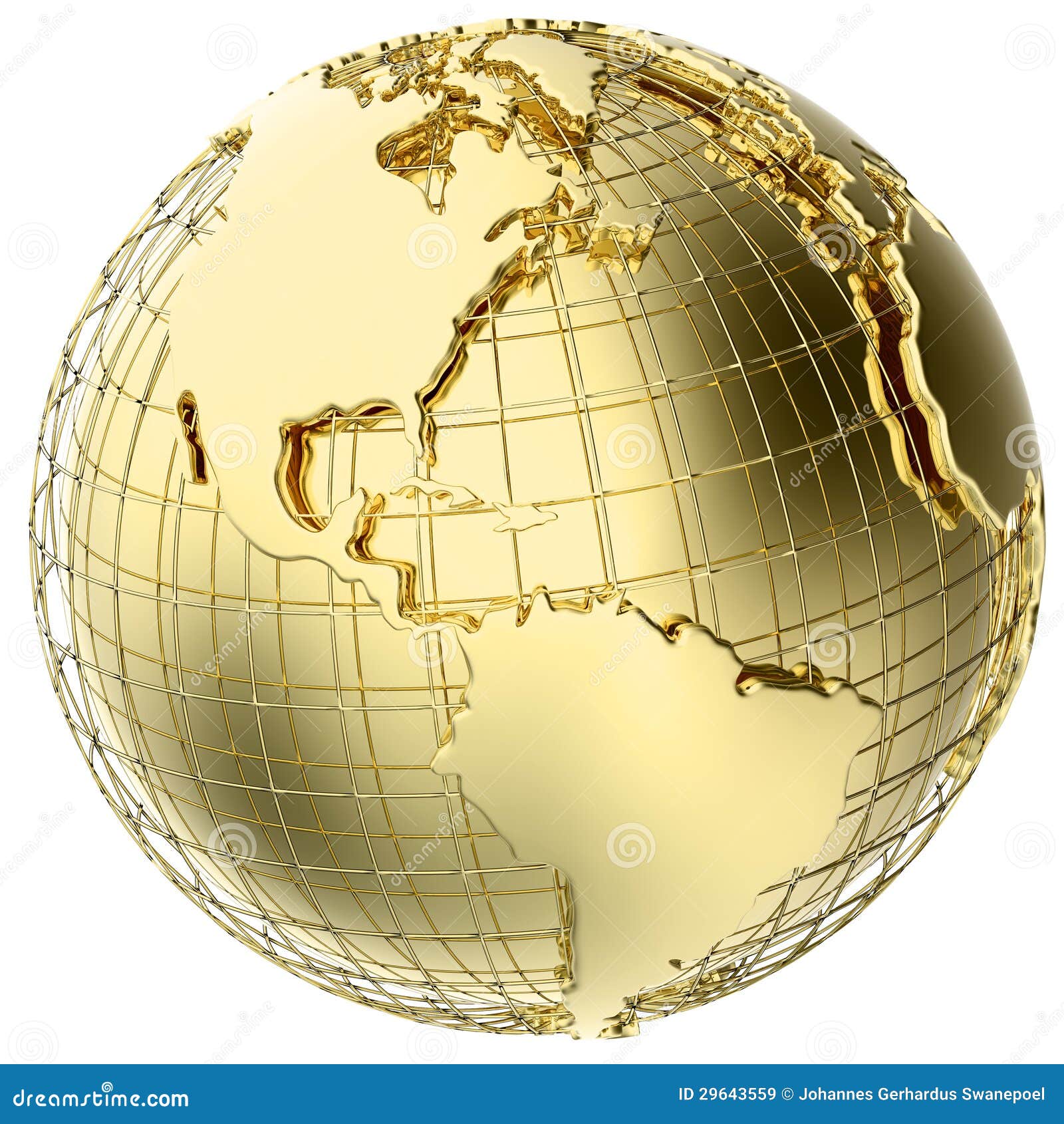 Earth in Gold Metal Isolated on White Stock Illustration - Illustration ...