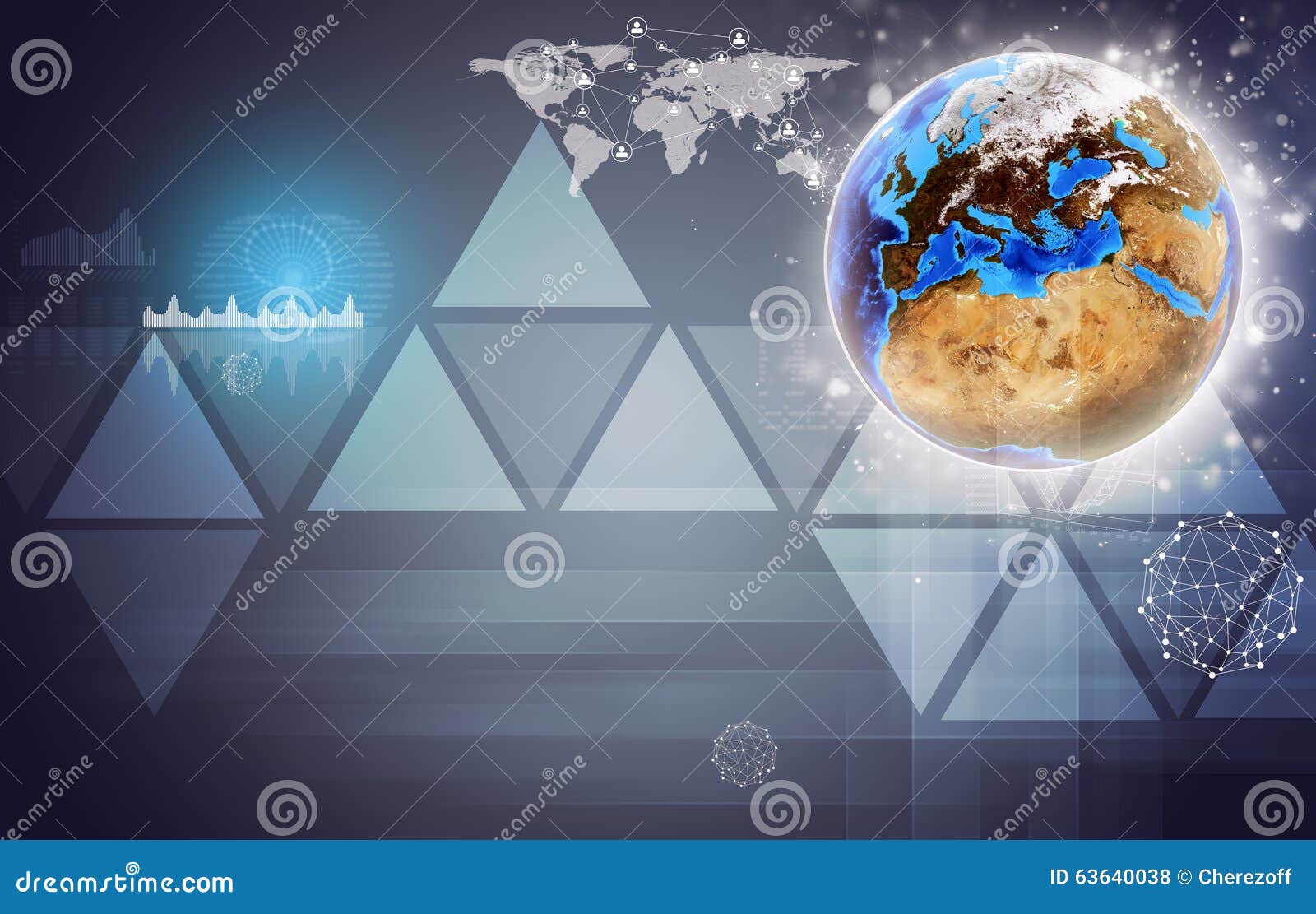 Earth with Graphical Charts Stock Illustration - Illustration of ...