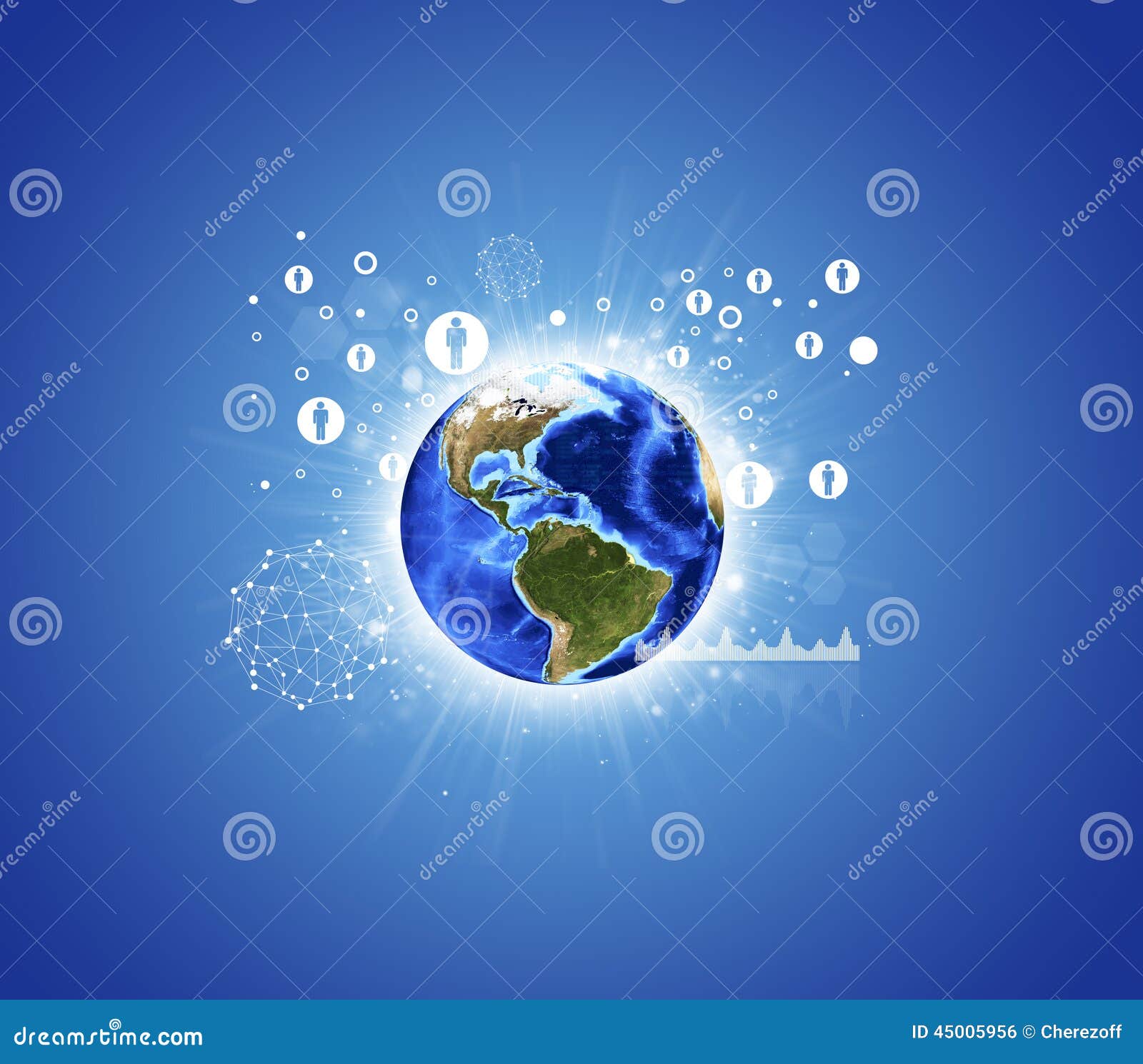 Earth with Graphs and Network Stock Illustration - Illustration of ...
