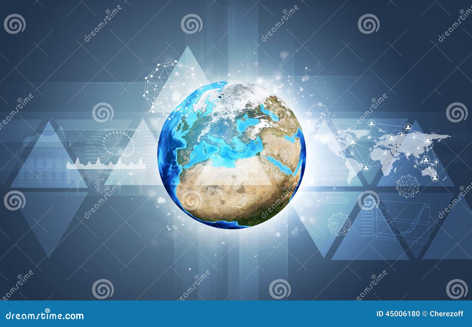 Earth with Graphs and Network Stock Illustration - Illustration of ...