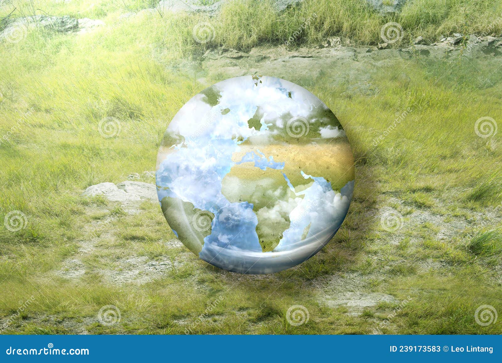 Earth on the grass stock image. Image of planet, nature - 239173583